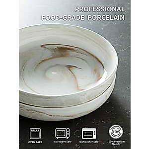 YHOSSEUN Ceramic Salad Bowl,10-inch Porcelain Serving Bowls for Pasta Fruit Snacks, 1.9 Quarts Large Stackable Dinner Serving Bowl Set of 2, Brown