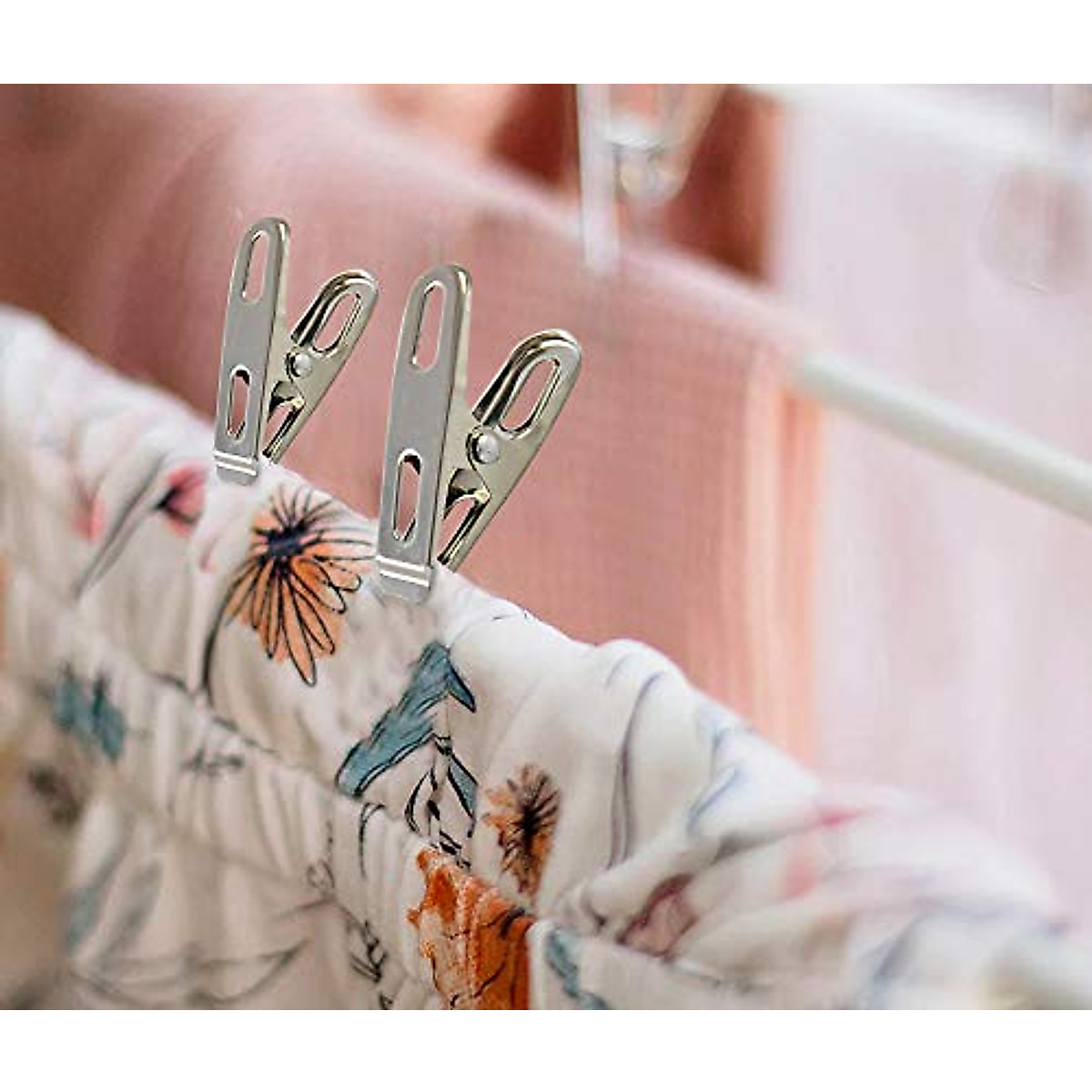 Home-X 10 Pack Stainless Steel Clothespin & Utility Clip Multi-Purpose Stainless Steel Clips, Cord Clothes Pins Utility Clips Clamps Darkroom Photoclips-1.5 Inch