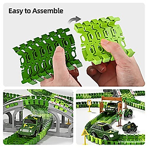 iHaHa Dinosaur Toys Race Car Track, Dinosaur Race Track for Kids Toddler Boys Toys 1-3 3-5, 6 PCS Dino Car, 2 Dino and Flexible Race Track Create A Dinosaur Road Toys Gifts for 3 4 5 6 Year Old Boys