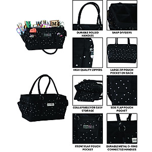 Everything Mary Deluxe Store and Tote, Black & White - Caddy for Art, Craft, Sewing & Scrapbooking Supplies - Craft Organizers and Storage with Many Compartments