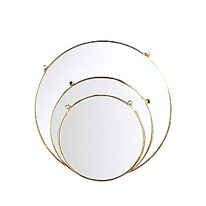 LONGWIN Hanging Wall Circle Mirror Decor Gold Geometric Mirror with Chain for Bathroom Bedroom Living Room 15.7"