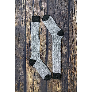 Workforce - 3 Pairs Mens Extra Long Knee High Thick Warm Wool Rich Knitted Boot Socks (WFH0035GRY)