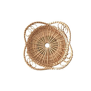 Ochine Rattan Fruit Basket Natural Woven Cake Bread Serving Tray Food Baskets Wicker Tabletop Storage Home Decor Dinner Party Coffee Breakfast Service Basket