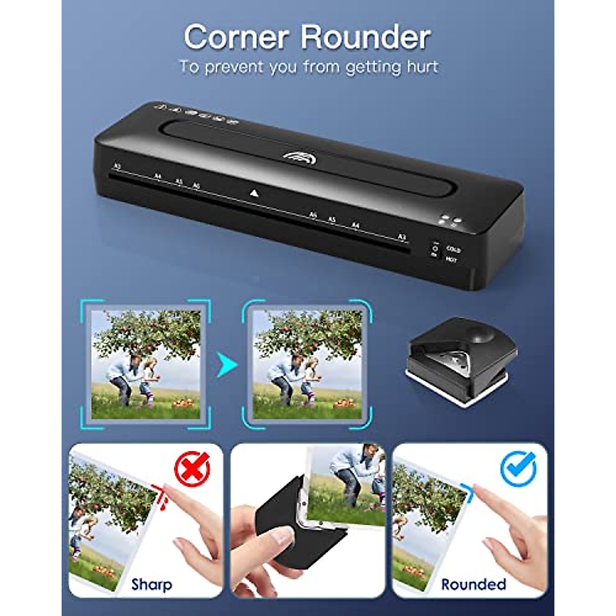 Laminator Machine A3 Laminating Machine - 13 Inches Cold and Thermal Laminator with 30 Laminating Sheets, 5-in-1 Lamination Machine with Paper Trimmer and Corner Rounder for Home Office School Use
