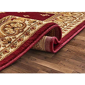 Noble Palace Red French European Formal Traditional Rug ( 2'3" x 7'3" Runner ) Easy to Clean Stain Fade Resistant Shed Free Modern Contemporary Floral Transitional Soft Living Dining Room Rug
