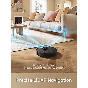 dreame D9 Max Robot Vacuum and Mop Combo, LiDAR Navigation, 4000Pa Strong Suction Power, 180mins Runtime, 2-in-1 Sweep and Mop, Compatible with Alexa
