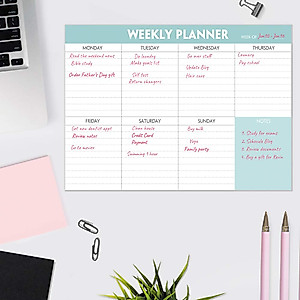 Weekly Planner Notepad - Tear Off Planning Pad with Daily Schedule & Calendar, 52 Sheets, 100gsm Paper, Undated Weekly To Do List Notepad, 10x7 in