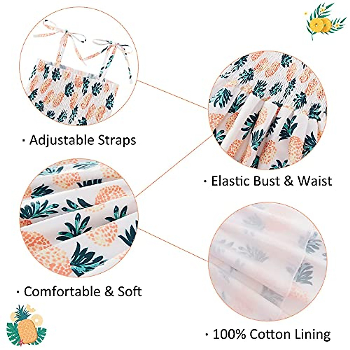 Vieille Toddler Girls Casual Summer Dresses Cute Ruffle Strap Hawaii Holiday Beach Dress Clothes for 3T 4T Little Girls