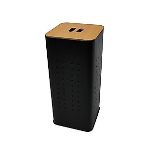 Household Essentials Black Steel Laundry Hamper with Lid, Matte