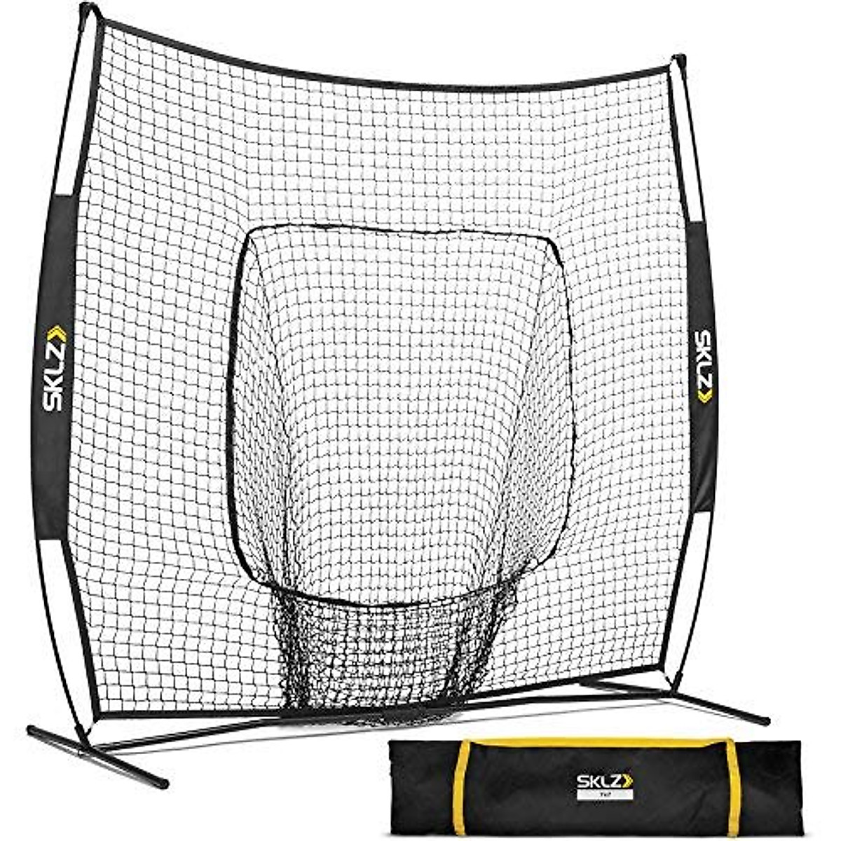 SKLZ Portable Baseball and Softball Hitting Net with Vault, Black, 7 x 7 feet