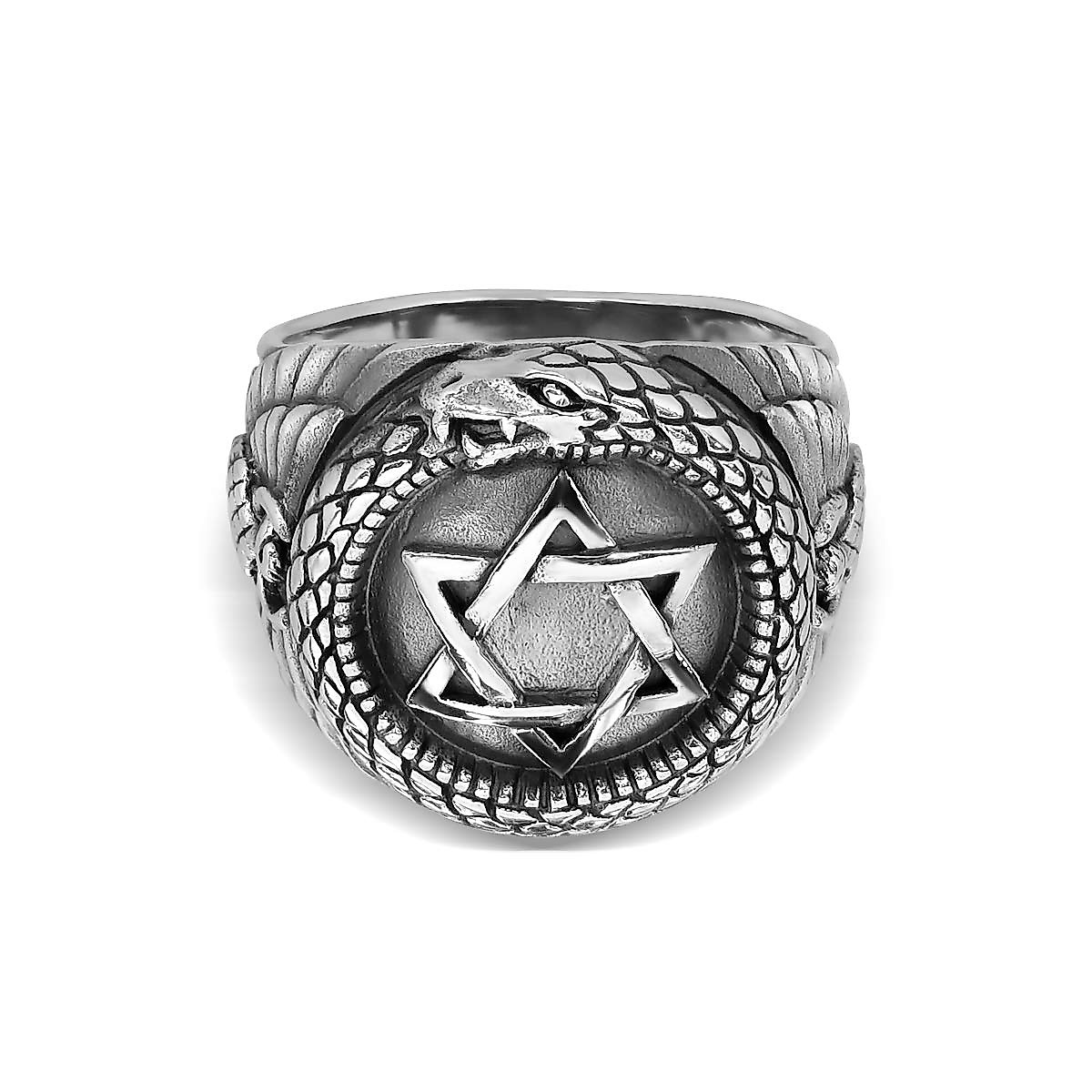 WithLoveSilver 925 Sterling Silver Celtic Snake Serpent Star of David Raven Ring (9)
