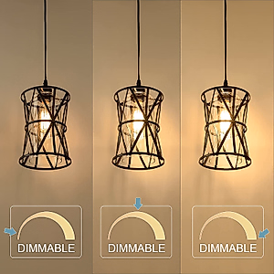 HMVPL Farmhouse Plug in Pendant Light, Outdoor Swag Lamp with Plug in Cord On/Off Dimmer, Plug in Hanging Light Fixture for Dining Room Bedroom Kitchen Island(1 Pack)