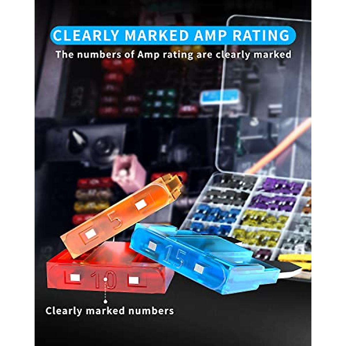 Fuses Assortment Kit - 110pcs Standard & Mini Blade Car Fuse, 2A 3A 5A 7.5A 10A 15A 20A 25A 30A 35A 40 Amp Replacement Fuses for Car RV Boat Truck SUV Automotive