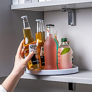 Bekith 2 Pack Non-Skid Pantry Cabinet Lazy Susan Turntable, 12-Inch Single Round Rotating Kitchen Spice Organizer for Cabinets, Pantry, Bathroom, Refrigerator, Gray