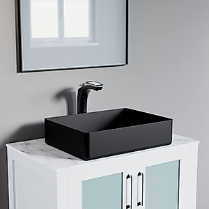 Dowell Modern Tall Vessel Sink Faucet - Single Handle, One Hole Bathroom Vanity Faucet,Chrome/Black 8001 018 10