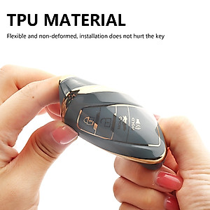 Fehlot For Toyota Key Covers,Soft TPU Protective Button Key Covers and Key Chains,Car Key Holder for Men & Women (Grey)