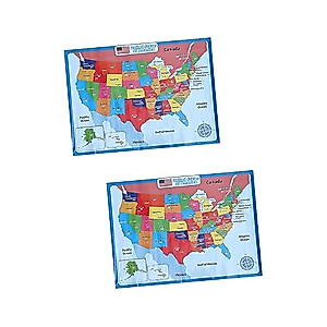 2 Sheets United States map poster US map supplies playroom decor supply accessories accessory supply Cartoon flip chart synthetic paper Operitacx