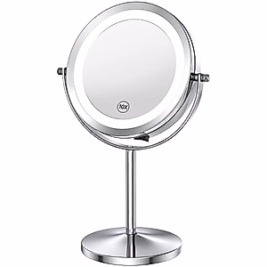 Benbilry Makeup Mirror Vanity Mirror with Lights, 1X/10X Magnifying Swivel Vanity Mirror, Lighted Makeup Mirror, Battery Operated, 7 Inch Portable Cordless LED Makeup Mirror, Women Gift (Silver)