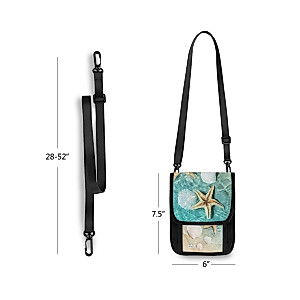ALAZA Starfish And Seashell On The Summer Beach Small Crossbody Wallet Purse Cell Phone Bag Rfid Passport Holder with Credit Card Slots