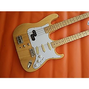 Double neck electric bass and guitar basswood body (natural) (natural)