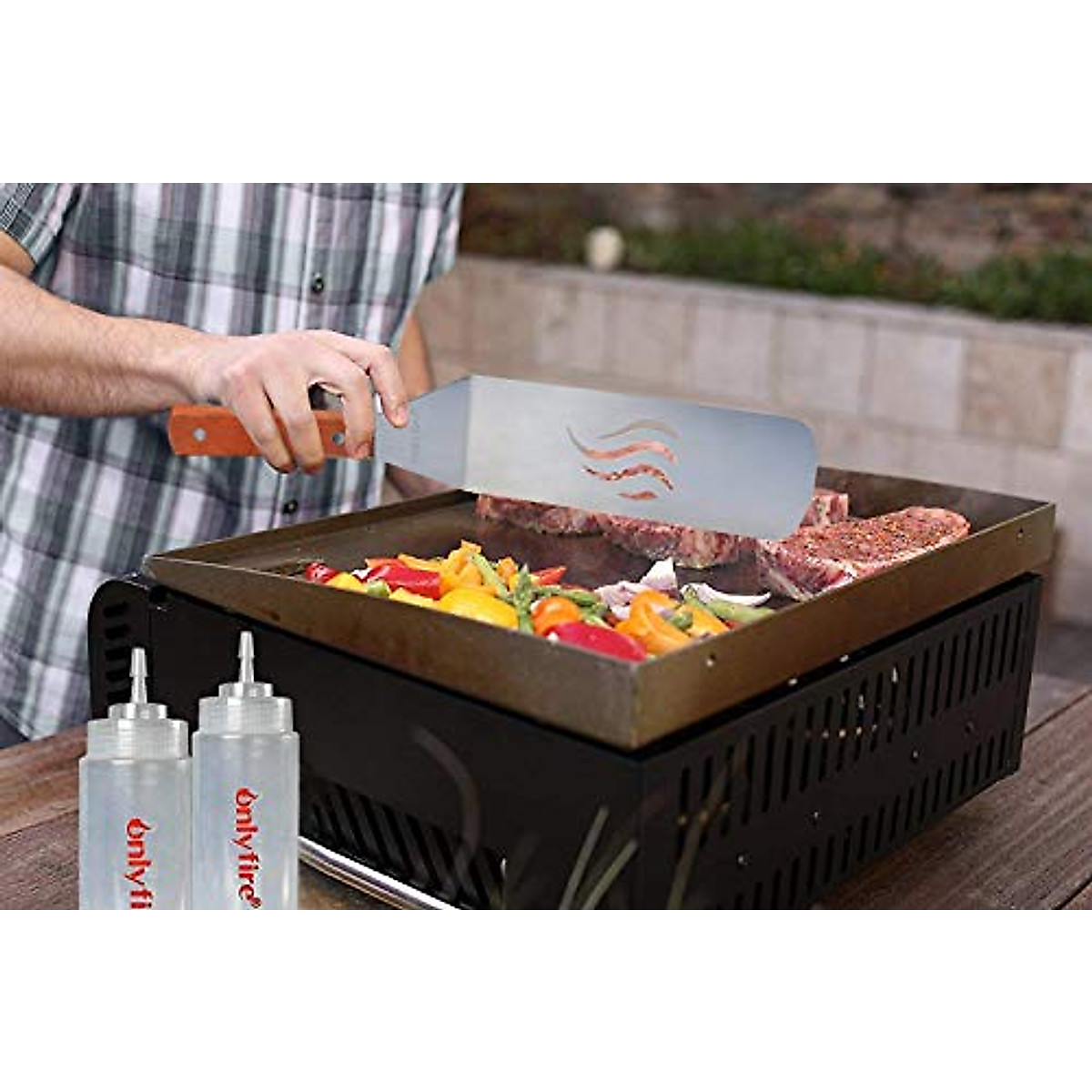 Onlyfire Griddle Accessories Kit, 9PCS Flat Top Grill Accessories Set for Blackstone and Camp Chef, 12" Melting Dome,Grill BBQ Spatulas,Chopper/Scraper, Tongs,Great for Cooking Indoor or Outdoor