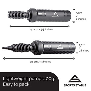 Sports Stable Exercise Ball Pump, Dual Inflation Manual Air Pump for your Gym Ball, Swiss Ball, Yoga ball, Pool Inflatables and Party Balloons