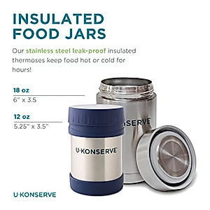 U Konserve Stainless Steel Insulated Food Jar 12oz - Leak-Proof Ocean Blue Lid - BPA Free - Thermal and Double-Walled to Keep Food Hot and Cold
