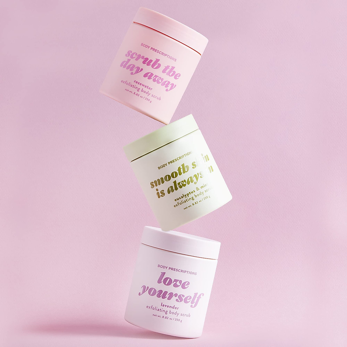 Body Prescriptions Exfoliating Body Scrub – Body Cleanser for Nourished, Ultra-Smooth Skin, Lavender, Rosewater, Eucalyptus & Mint