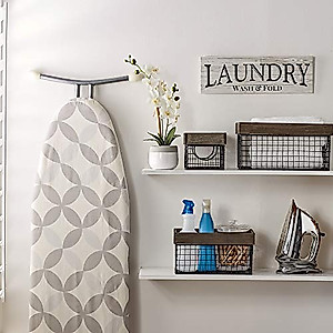 DII Farmhouse Wood Rimmed Wire Storage Basket Set, Silver, Assorted