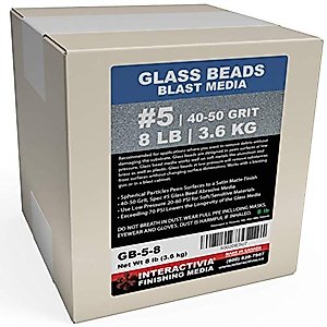 #5 Glass Beads - 8 lb or 3.6 kg - Blasting Abrasive Media (Coarse to Medium) 40-50 Mesh or Grit - Spec No 5 for Blast Cabinets Or Sand Blasting Guns - Large Beads for Peening and Finishing
