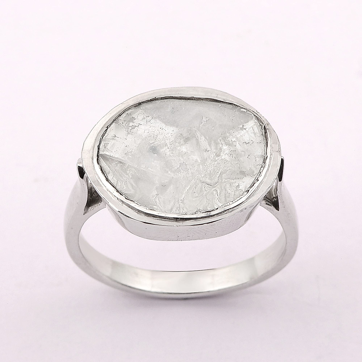 1.50 CTW Natural Diamond Polki Solitaire Ring 925 Sterling Silver Platinum Plated Slice Diamond Jewelry