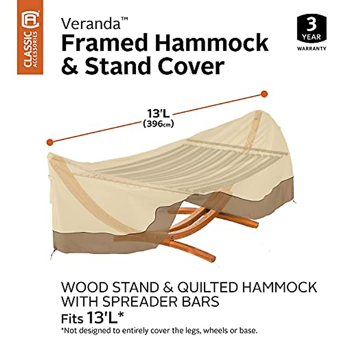 Classic Accessories Veranda Water-Resistant 13 Foot Framed Hammock & Stand Cover, Patio Furniture Covers