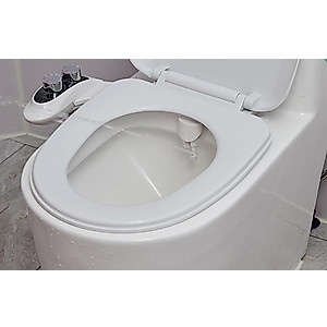 Generic Toilet Bidet Attachment, Toilet Seat Warm Water Bidet Attachment, Adjustable Temperature, Digital Display, 2x Retractable Self Cleaning Nozzles, Cold Warm Water Battery Operated, White