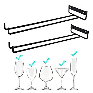 Hoshen 2PCS 11.8 In/30CM Single Row Goblet Wine G lass Holder, With Screws, Wall-Mounted Wine Glass Holder Storage, Bar Kitchen Household Hanging Cup Holder, Under the Cabinet
