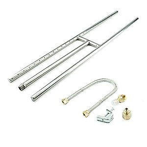 H-Burner for Fire Pits and Fireplaces | 30 Inch, Stainless Steel Burner | Includes Accessory Kit