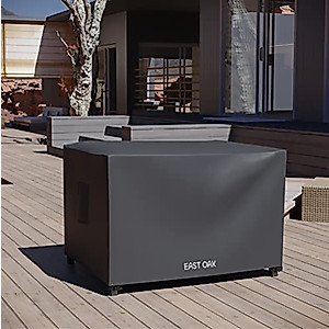 EAST OAK 44 Inch Fire Pit Table Cover for Outdoor Propane Fire Pit Table, 600D Heavy Duty Fabric, Waterproof, Dustproof, and All-Weather Resistant, 44”L x 32”W x 26”H inch, Black