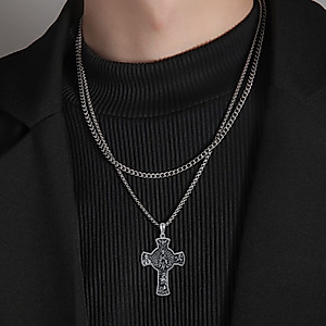 Jesus Cross Necklace for Men 925 Sterling Silver Crucifix Necklace Women with Chain Baptism Christian Jewelry Gifts