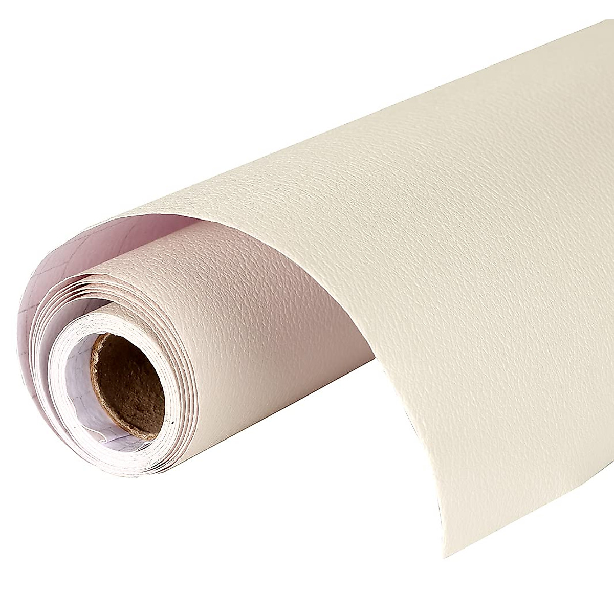 Self Adhesive Vinyl Decorative Leather Shelf Liner Contact Paper for Cabinets Dresser Drawer Furniture Walls Crafts (Beige, 15.7X117 Inches)