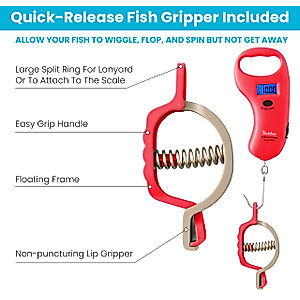 iBobber Waterproof and Floating Digital Fish Scale IP68 Rating, Weights up to 99 LB or 45 KG, Incredibly Simple to Use, Comes with Quick-Release Fish Gripper