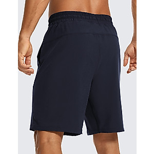 CRZ YOGA Men's 2 in 1 Running Shorts with Liner 9'' Quick Dry Workout Sports Athletic Shorts with Pockets Navy Large