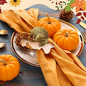 WILLBOND 12 Pcs Turkey Bird Gold Napkin Ring Thanksgiving Turkey Napkin Ring Fall Metal Napkin Holders Gold Serviette Buckles for Thanksgiving Autumn Halloween Turkey Theme Party Table Celebration