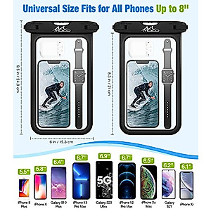 MoKo Large Waterproof Phone Pouch, 9.45 * 6.1 Inch Waterproof Phone Holder Dry Bag for iPhone 13/13 Pro Max/iPhone 12/12 Pro Max/11 Pro Max, X/Xr/Xs Max/SE 3, Black