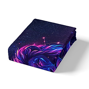 Leo Kids Duvet Cover Set Full Size,Starrry Sky Galaxy Romantic Bedding Set,Boys Girls Room Decor,12 Constelleations Western Astrology Zodiac Comforter Cover,Blue Purple Quilt Cover,2 Pillowcases