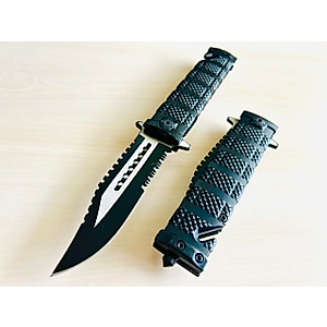 BladeDealUSA 8.5” Black Military Knife Assisted Open Folding Pocket knife. Hunting, Camping Accessories
