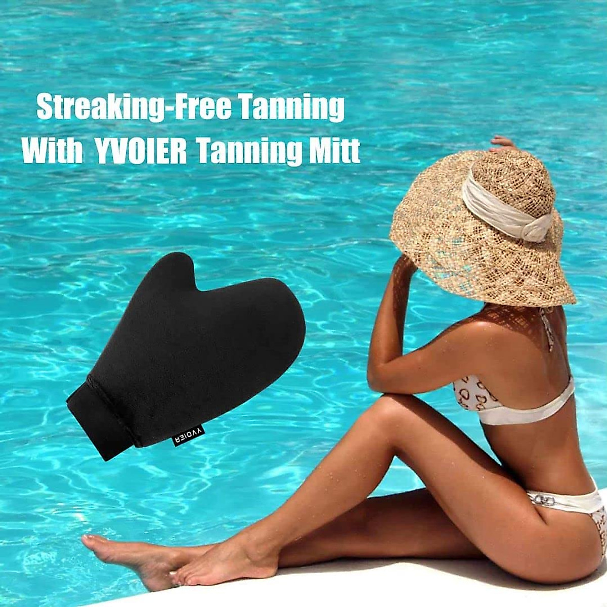 Yvoier Self Tanning Mitt Applicator - Elastic Wrist Tan Mitt Applicator Microfibre Tanning Lotion Applicator Self Tanning Glove Sunless Tanning Mitt Streak Free Tan for Tanner Spray Mousse Lotions