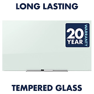 Quartet Magnetic Glass Dry Erase White Board, 74" x 42" Whiteboard, InvisaMount Horizontal Frameless Mounting (G7442IMW)