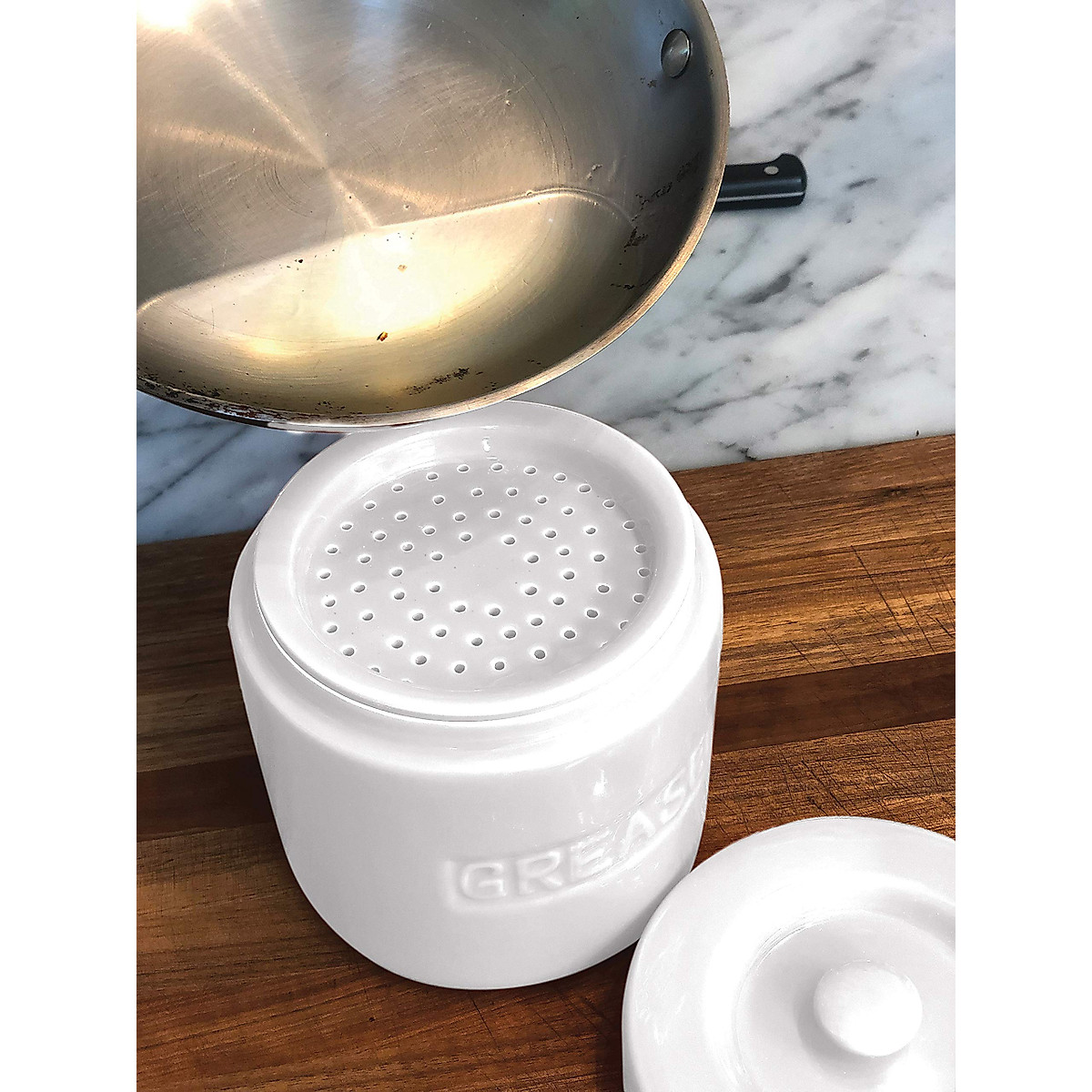 Fox Run 6238 Porcelain Grease Container, White