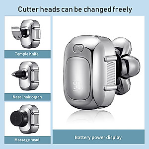 Bald Head Shavers for Men - 4 in 1 Electric Razor for Bald Men Wet and Dry, Floating Cordless USB Rechargeable Rotary Shaver Grooming Kit Beard Trimmer Waterproof Fast Charging with LED Display