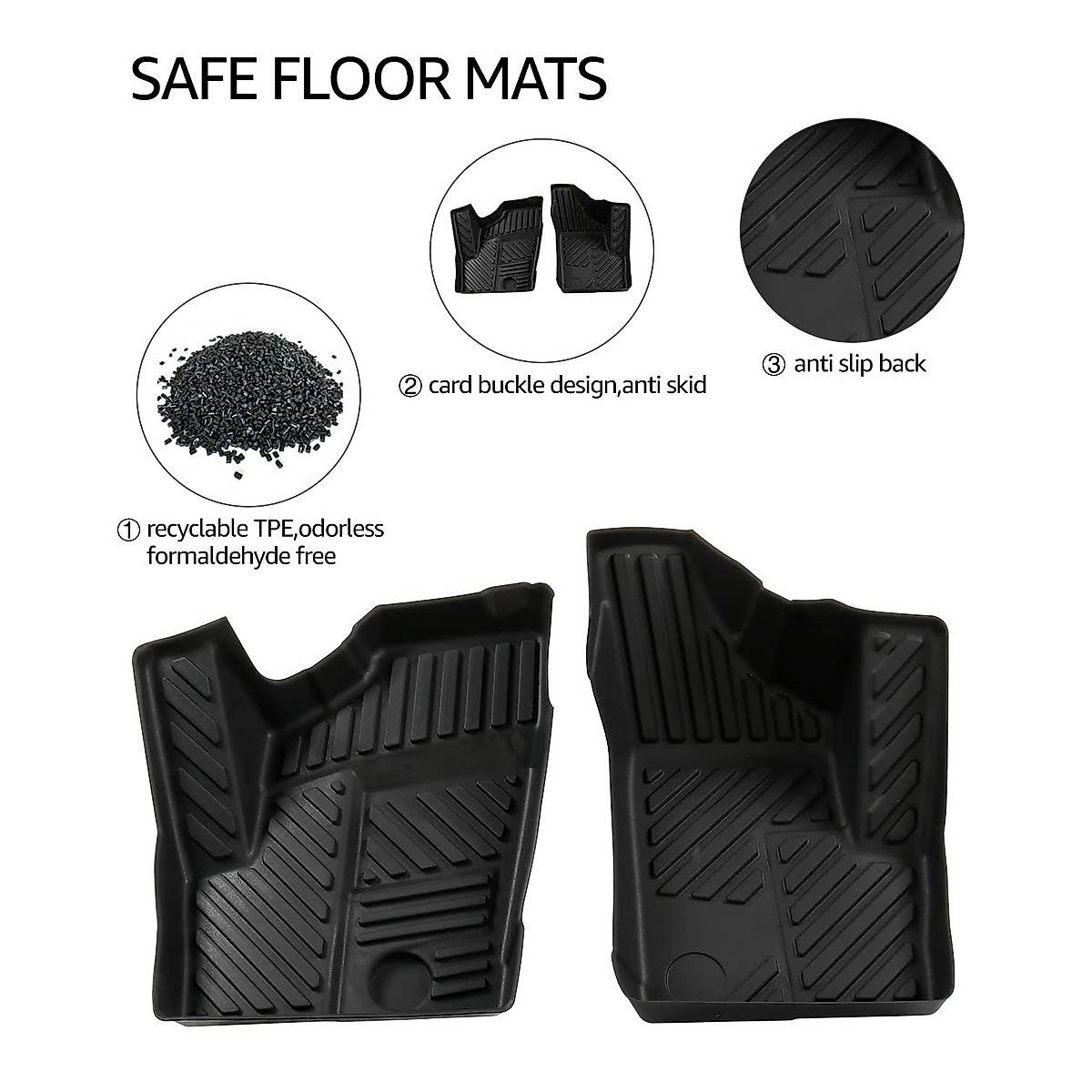 RZR Front Floor Mats, A&UTV PRO Floor Liners All Weather Protection Compatible for 2014-2023 Polaris RZR XP 1000 900 S XC Turbo 2 Doors Accessories Replace # 2880414