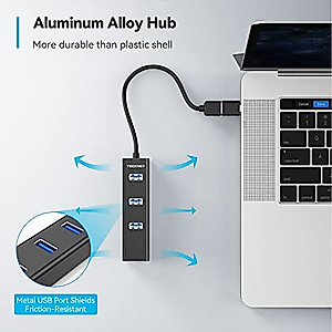 TECKNET USB to Ethernet Adapter, USB C to Ethernet, Aluminum 3 Port USB 3.0 Hub with RJ45 10/100/1000 Gigabit Ethernet Adapter Converter LAN Wired, USB Network Adapter with USB C Adapter for Laptop